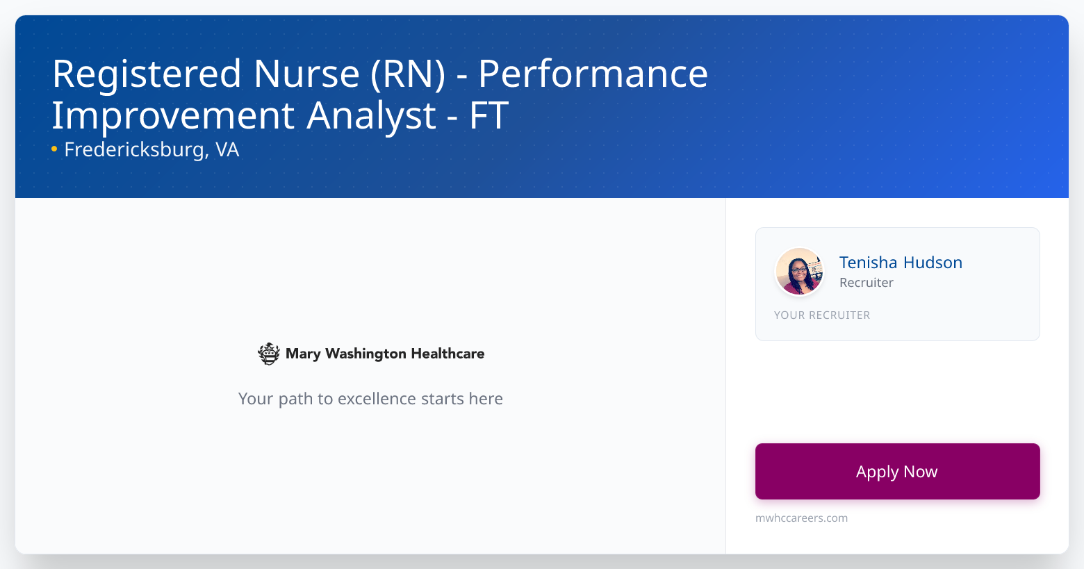 Registered Nurse (RN) - Performance Improvement Analyst - FT | Jobs | Mary Washington Healthcare ...